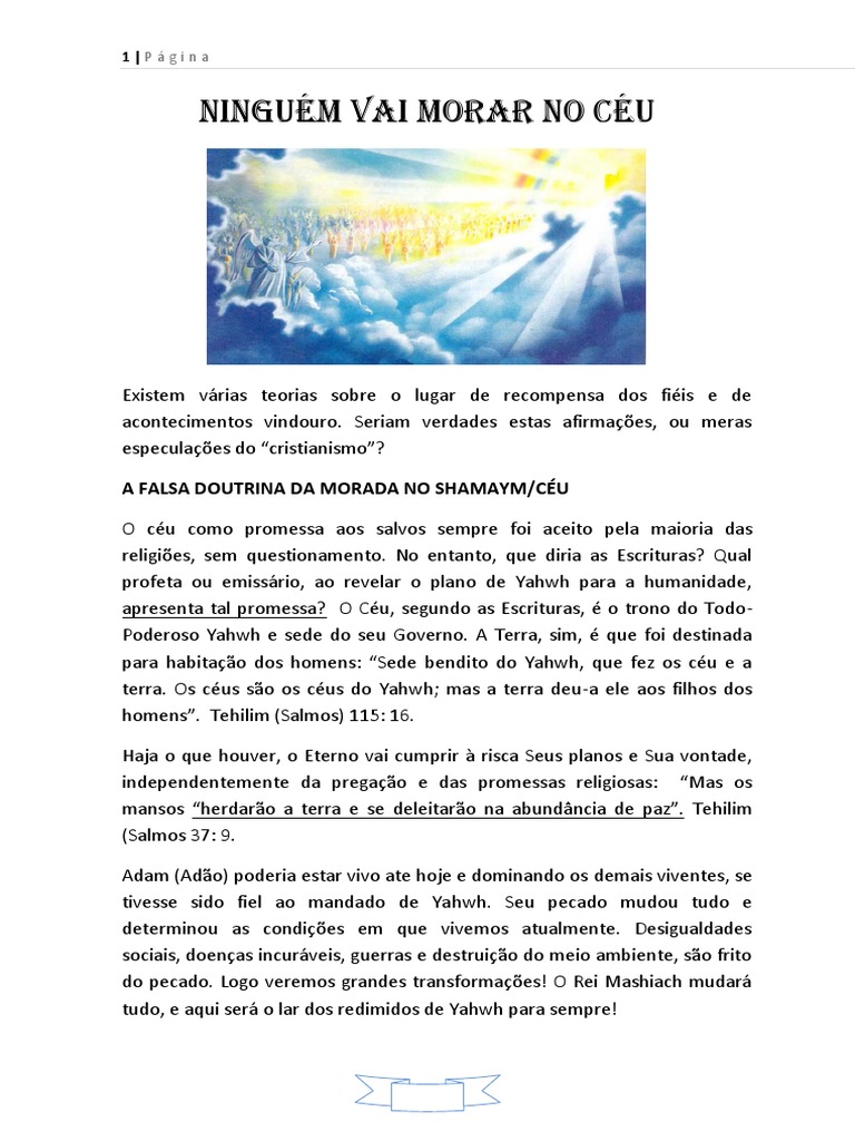 A falsa doutrina da morada no céu: uma análise bíblica detalhada | PDF ...