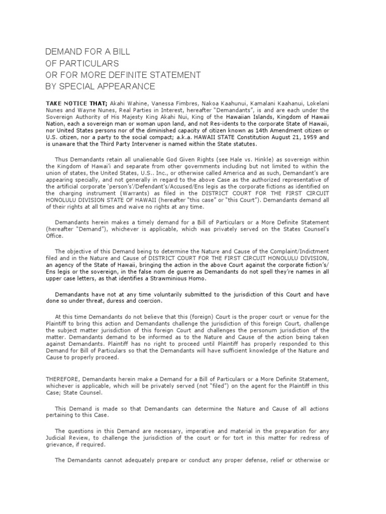 Bill of Particulars | Download Free PDF | Jurisdiction | Lawyer