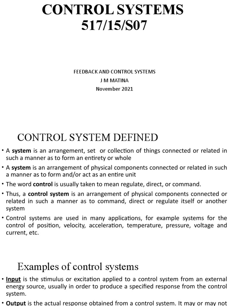 001 Feedback and CONTROL SYSTEMS - Notes | PDF | Control Theory | Feedback