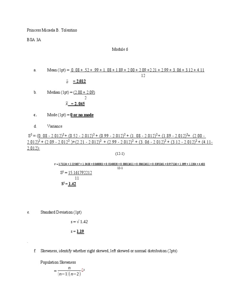 Stat Module 6 Pdf Mathematical Analysis Statistics