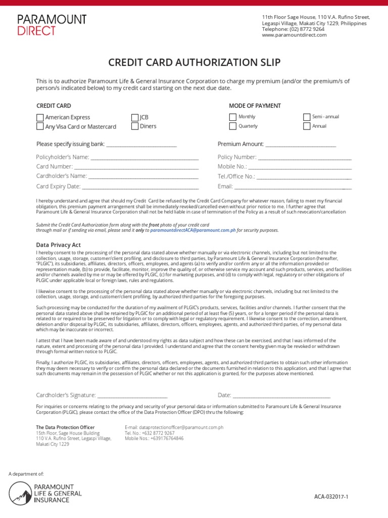 Credit Card Payment Consent | PDF | Credit Card | Insurance