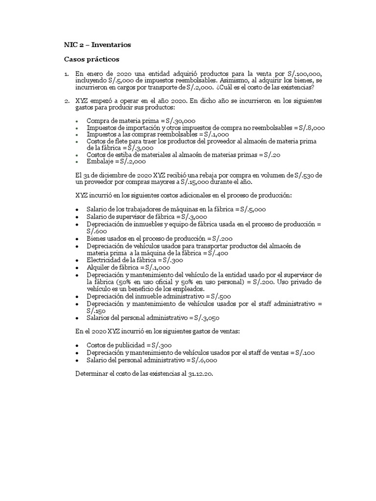 Ejercicio 2 NIC 2 CSE 2021 | PDF | Costo | Depreciación