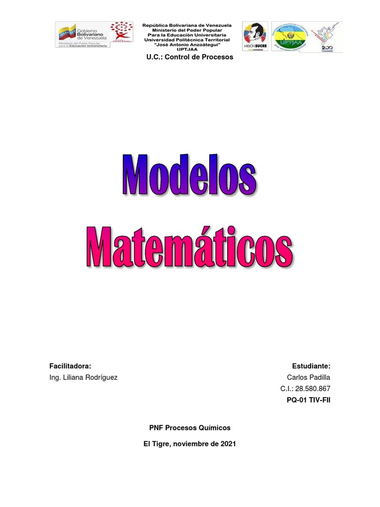 Modelos Matemáticos | PDF | Ecuaciones | Matemáticas
