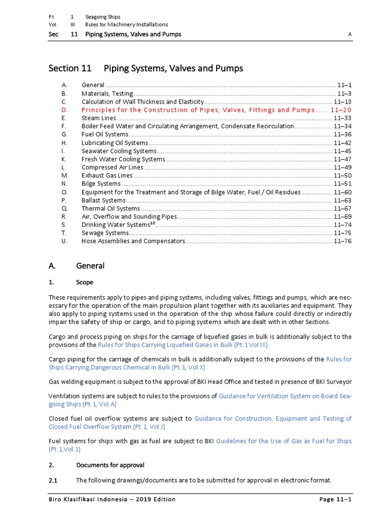 BKI Rules For Machinery Sec 11 | PDF | Pipe (Fluid Conveyance) | Alloy