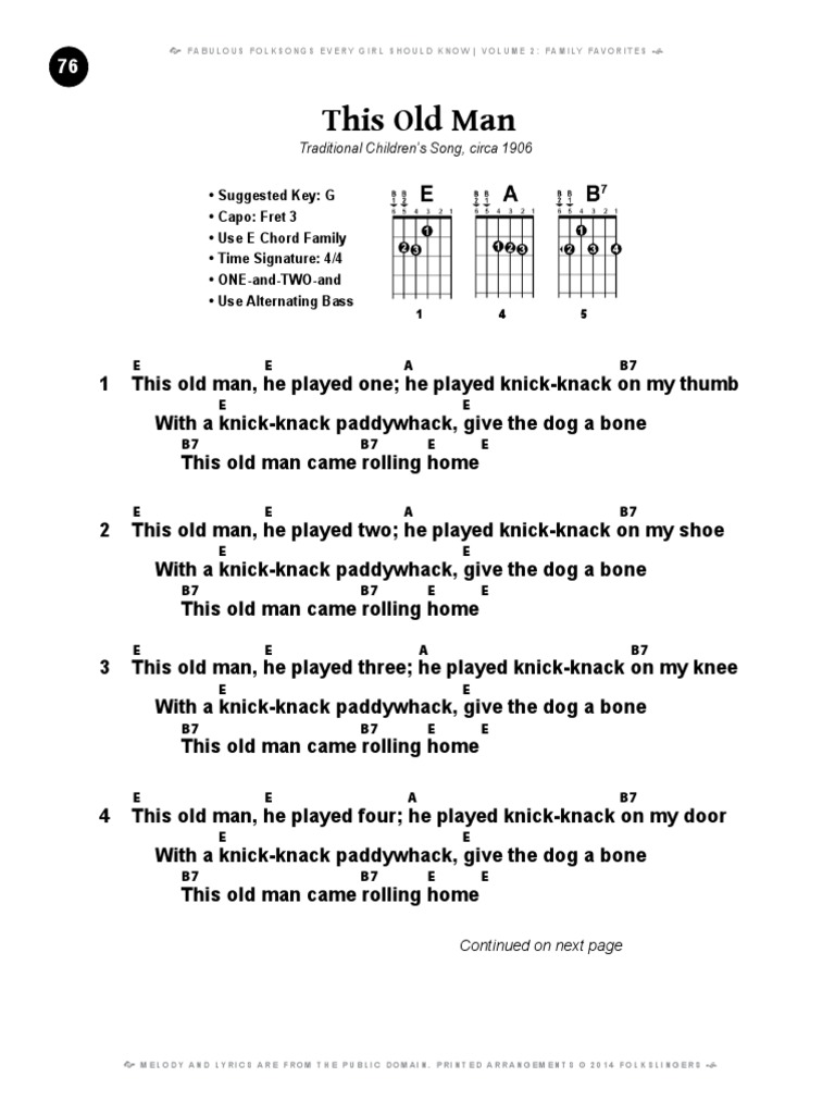 This Old Man: Traditional Children's Song, Circa 1906 | PDF | Musical ...