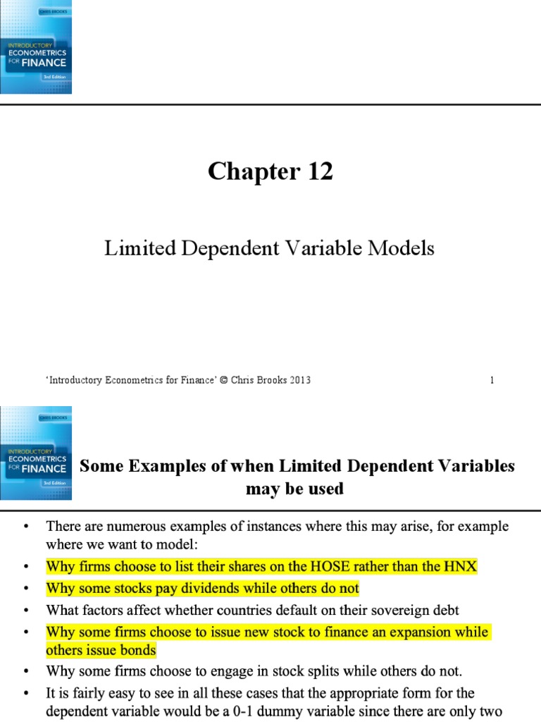 Limited Dependent Variable Models: Introductory Econometrics For ...
