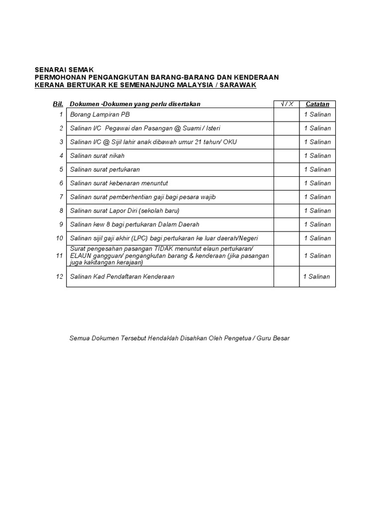 Permohonan Pengangkutan Barang Kenderaan | PDF
