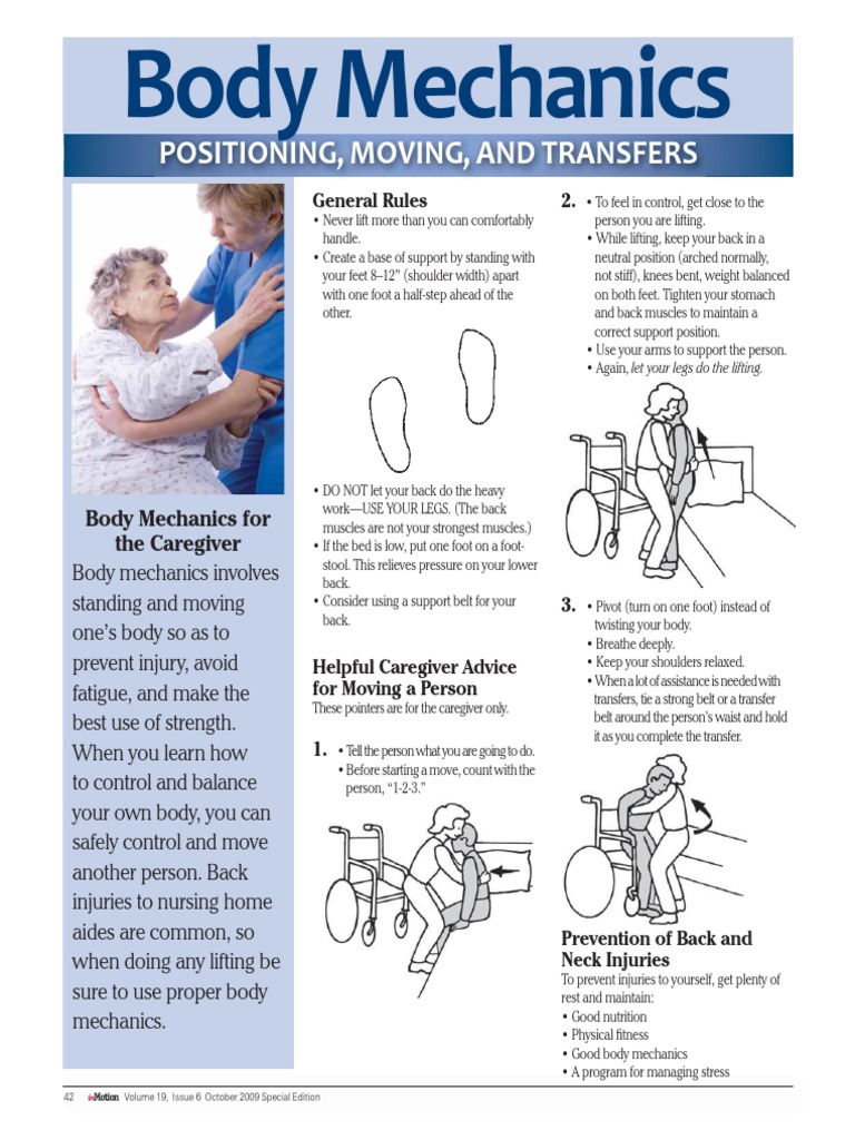 Body Mechanics For The Caregiver: General Rules 2 | PDF | Foot | Chair