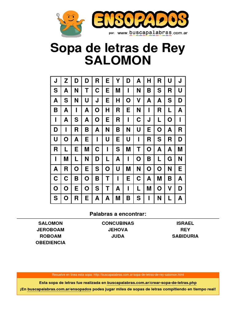 Sopa de letras del Rey Salomón con menos de | PDF