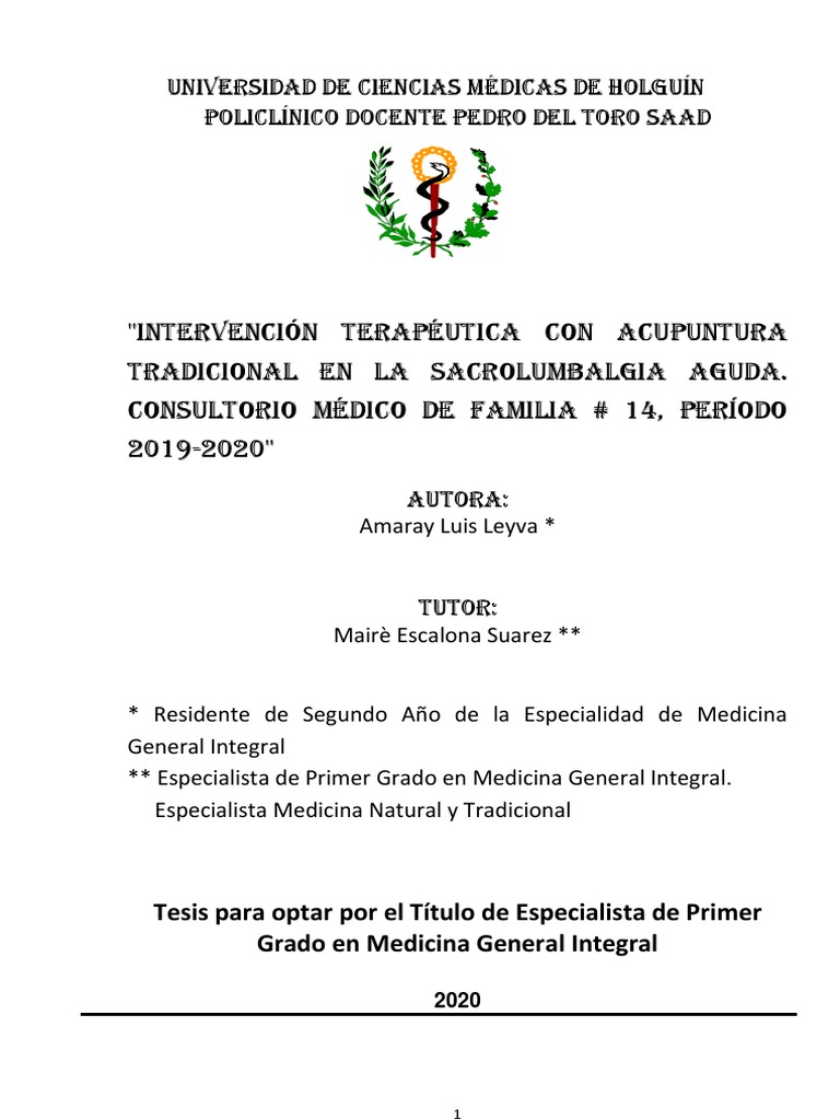 Acupuntura en Sacrolumbalgia Aguda | PDF | Dolor lumbar | Acupuntura