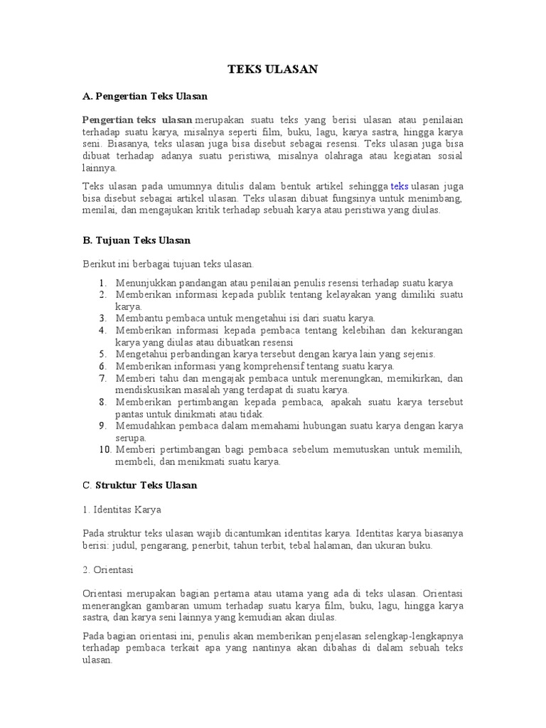 Materi Teks Ulasan | PDF