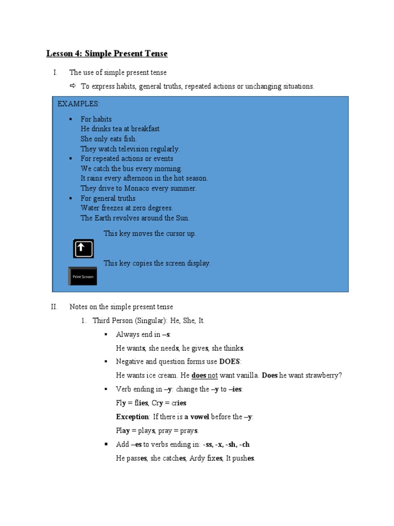 Lesson 4 Simple Present Tense | PDF | Computer Keyboard | Cursor (User ...