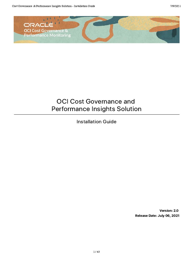 OCI Cost Governance and Performance Insights Solution: Installation ...
