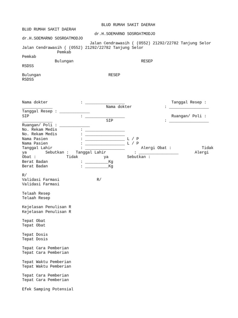 Contoh Resep Sesuai Standar Akreditasi | PDF | Pengembangan Diri ...