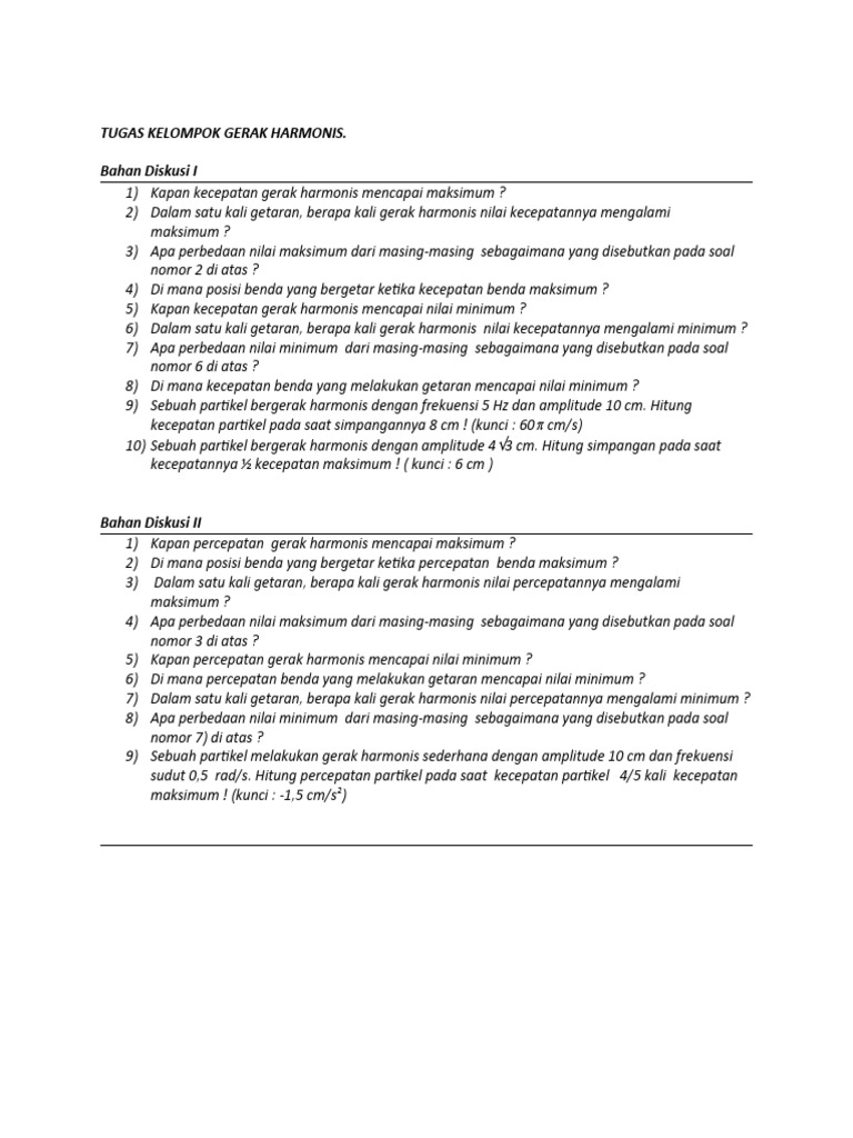 Tugas Kelompok Gerak Harmonis, April 2022 | PDF
