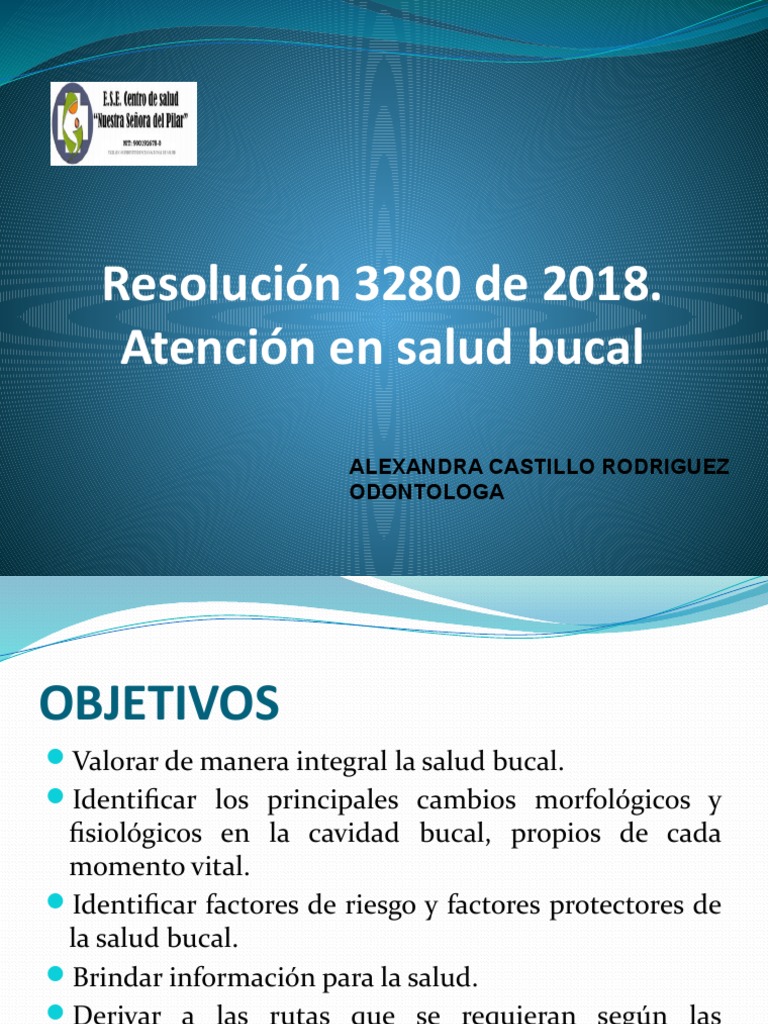 Resolución 3280 de 2018 | PDF | Odontología | Cuidado de la salud