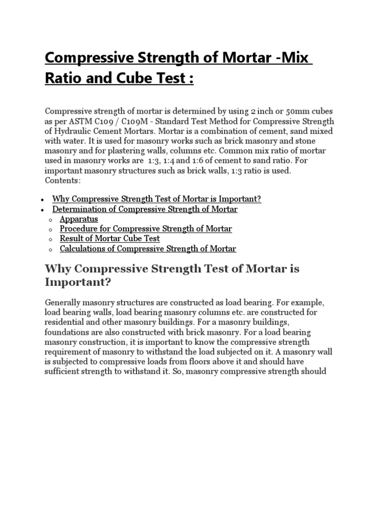Mortar Strength Testing Guide | PDF | Mortar (Masonry) | Masonry