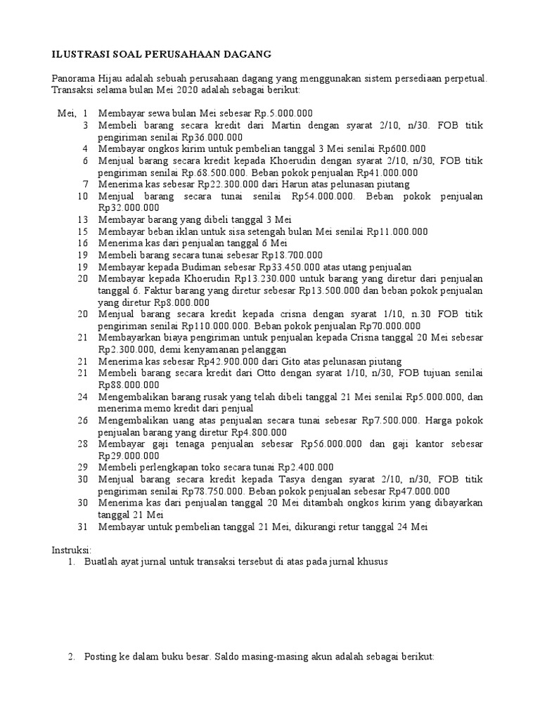 Ilustrasi Soal Perusahaan Dagang (Kasus) | PDF