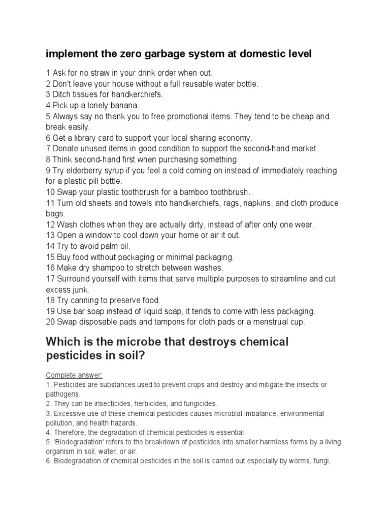 Implement The Zero Garbage System at Domestic Level | PDF | Pesticide ...