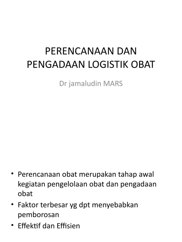 Perencanaan Dan Pengadaan Logistik Obat | PDF