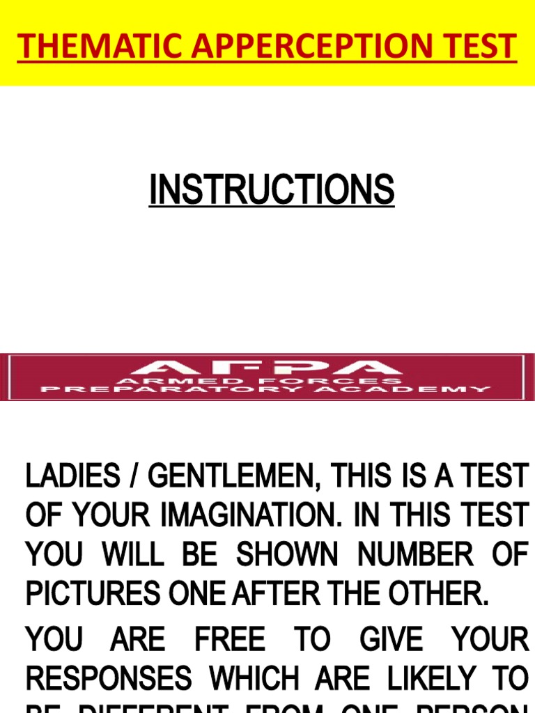 Thematic Apperception Test: Instructions | PDF