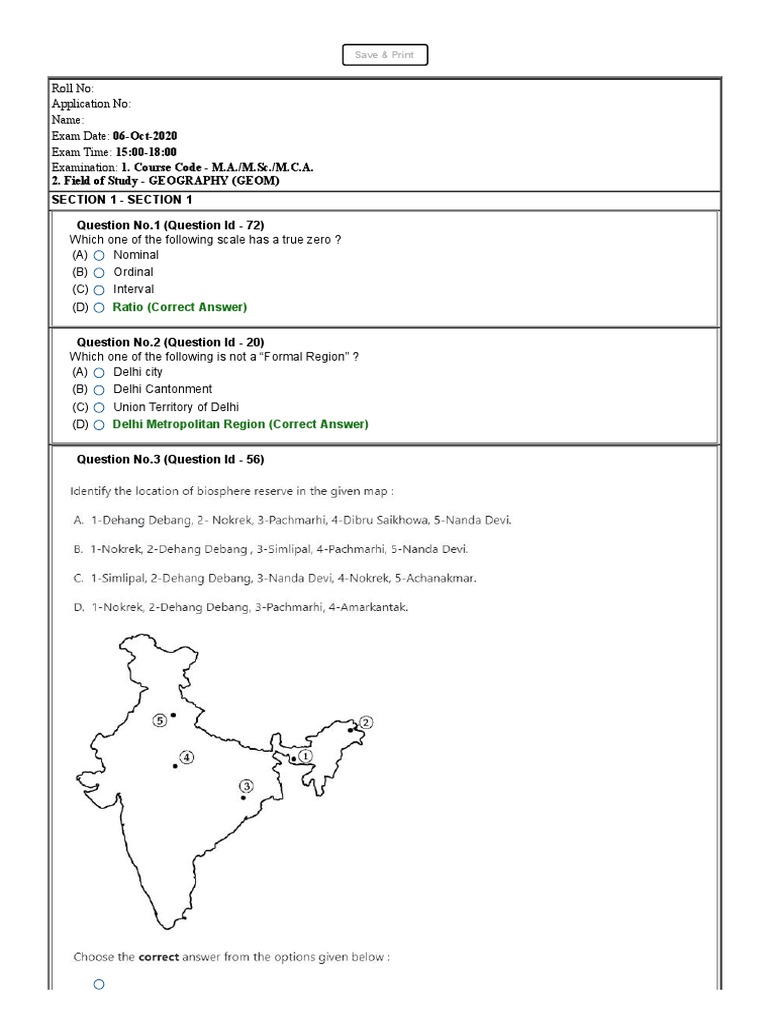 JNU MA Geography Entrance Exam Paper | PDF | Scattering | Earth Sciences