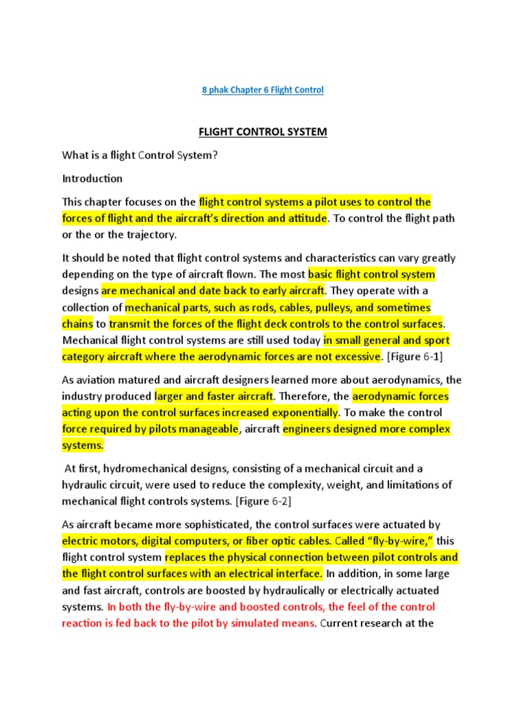 Notes On 8 Phak Chapter 6 Flight Control Word | PDF | Flight Control ...