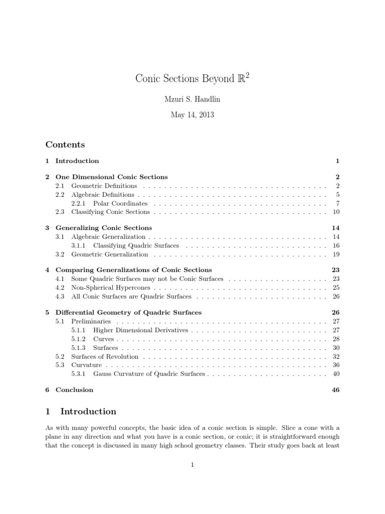 Generalised Conic Sections | PDF | Ellipse | Eigenvalues And Eigenvectors