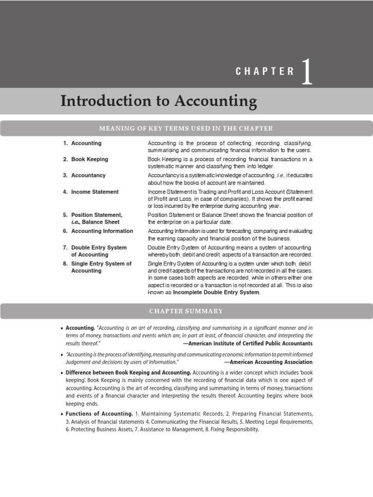Introduction To Accounting: Meaning of Key Terms Used in The Chapter ...
