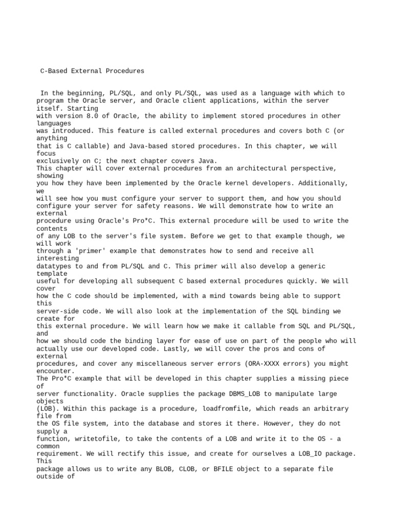 C Based External Procedures | PDF | Databases | Pl/Sql