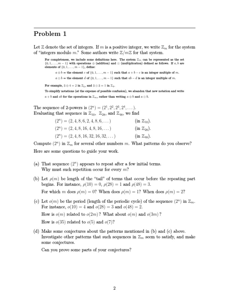 Number Theory Problem Set | PDF | Sequence | Numbers