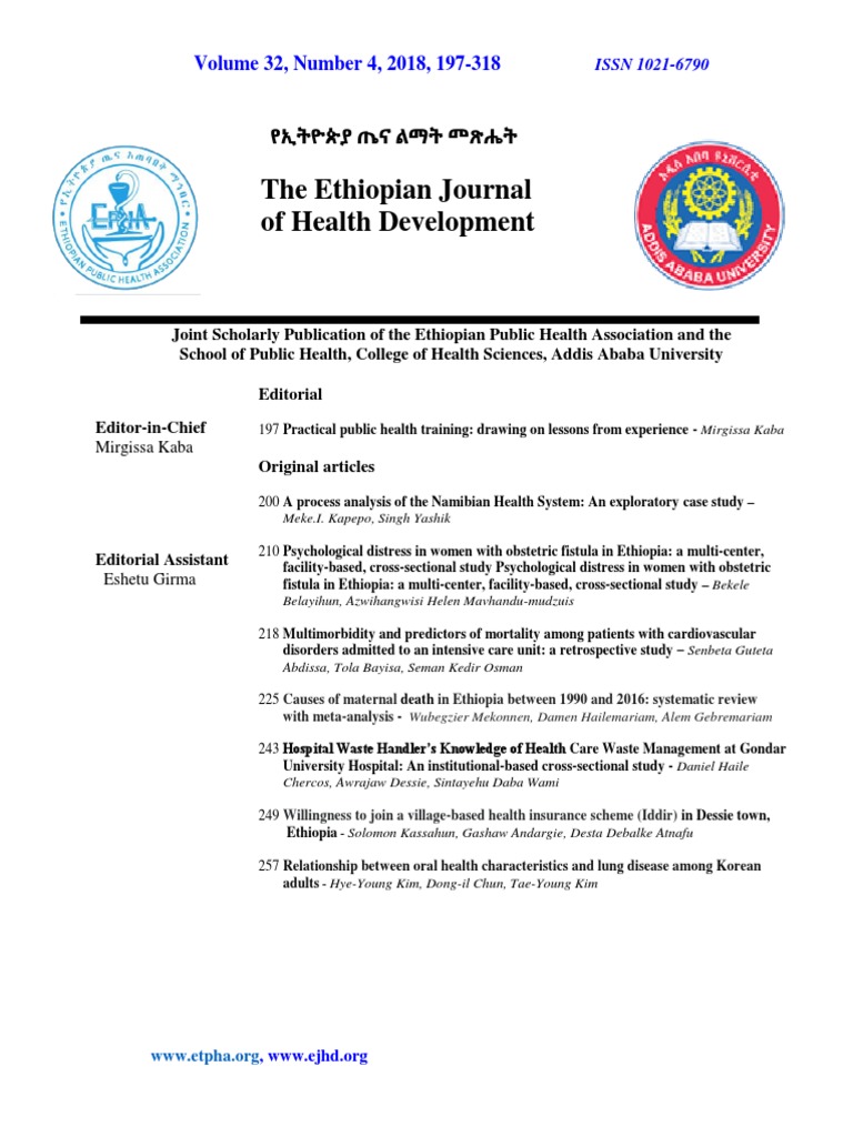 The Ethiopian Journal of Health Development: Volume 32, Number 4, 2018, 197-318 | PDF | Ethiopia ...