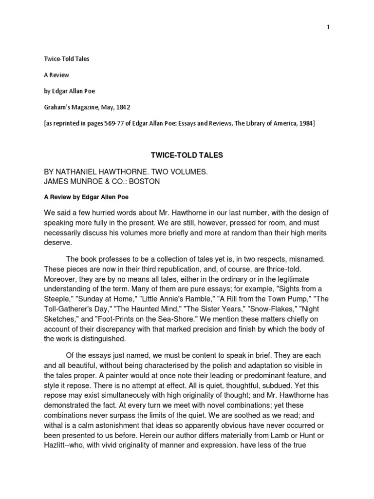 Twice-Told Tales: A Review by Edgar Allen Poe | PDF | Poetry