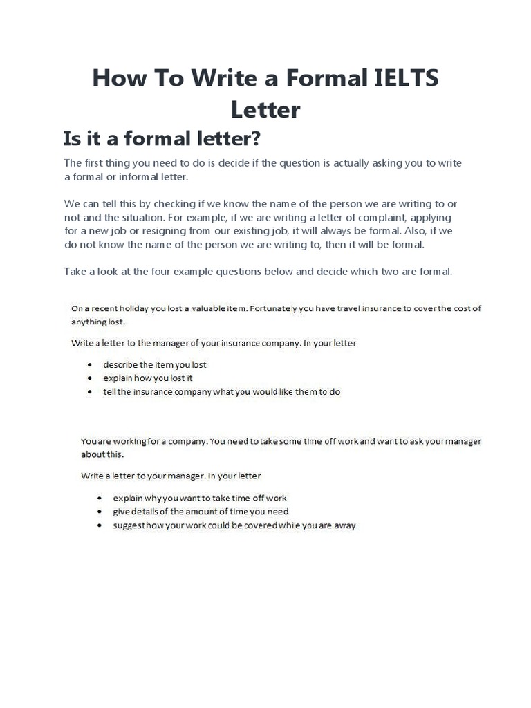 How To Write A Formal IELTS Letter | PDF | Question | International ...