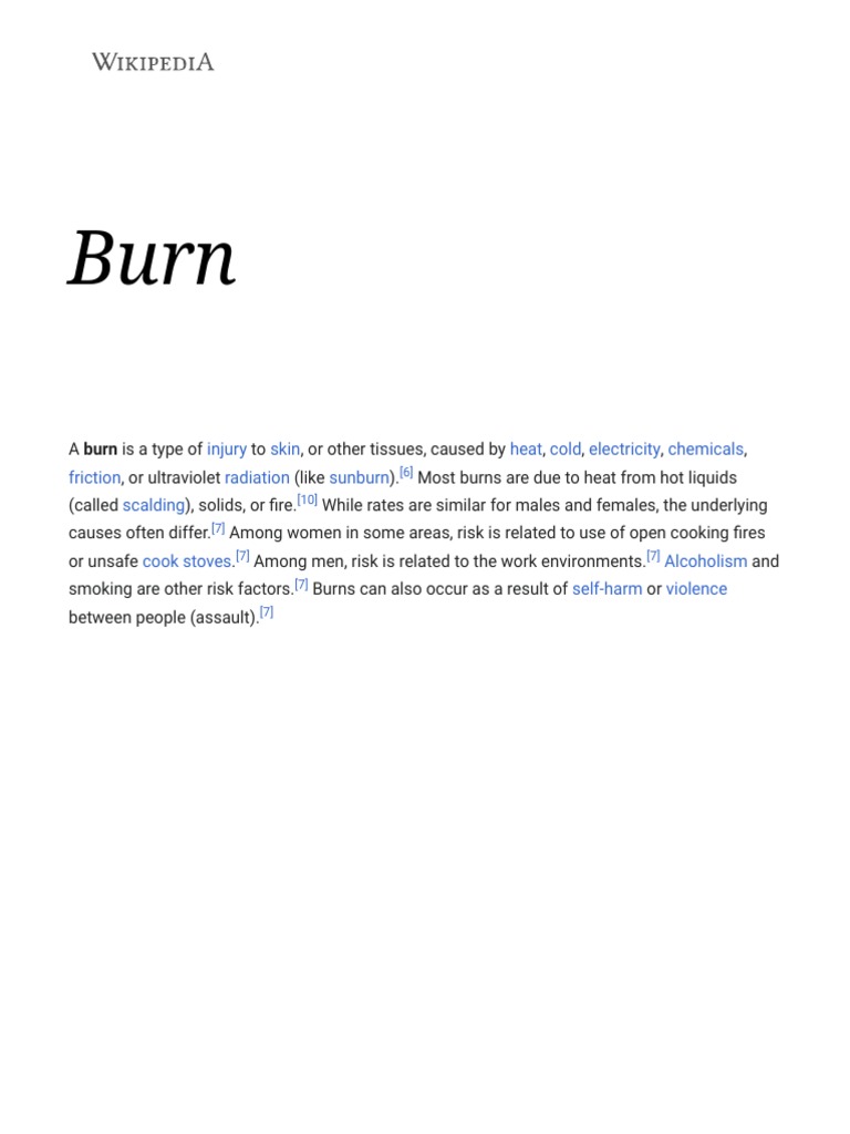 Burn - Wikipedia | PDF | Burn | Clinical Medicine