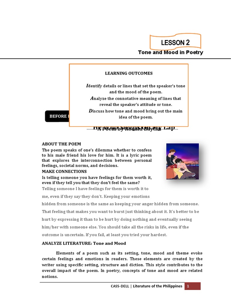 2 - Chapter Ii - Lesson 2 - Tone and Mood in Poetry | PDF | Poetry ...