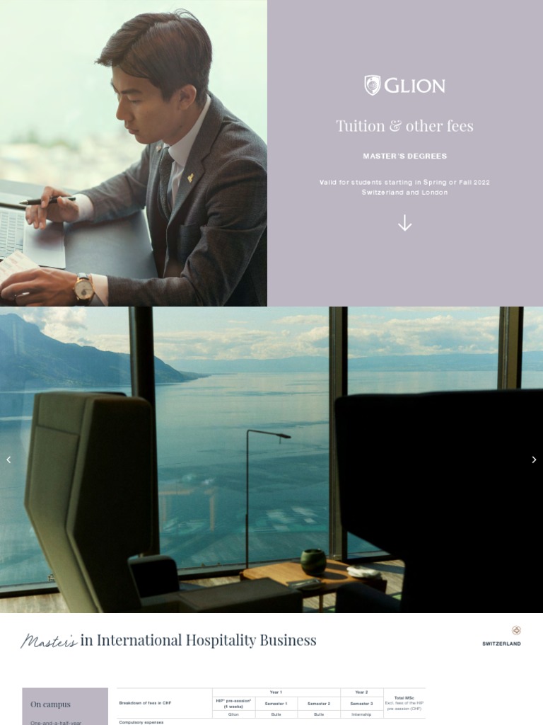 Spring & Fall 2022 Glion Masters Degrees Tuition Fees | PDF | Fee | Internship