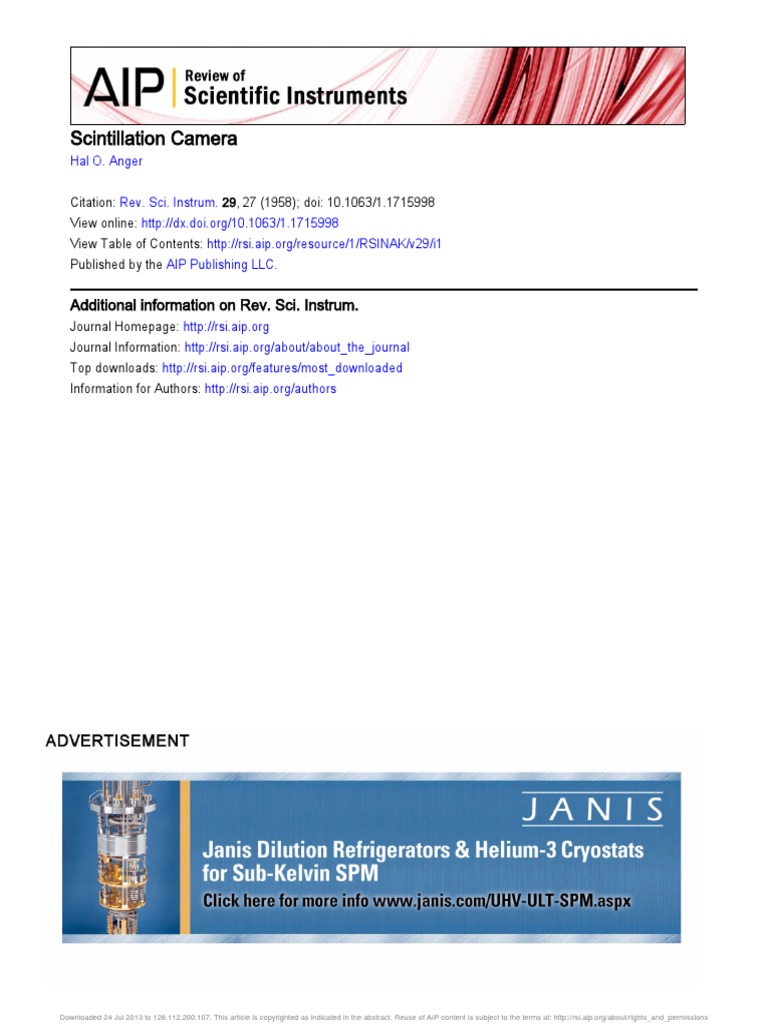 Anger Scitillation Camera | PDF | Gamma Ray | Camera