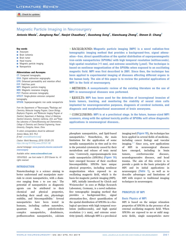 2019 - Magnetic Particle Imaging in Neurosurgery | PDF | Medical ...