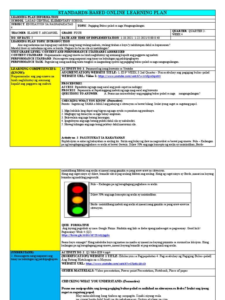 Lesson-Exemplar in ESP 4-Week 4-Q2 | PDF