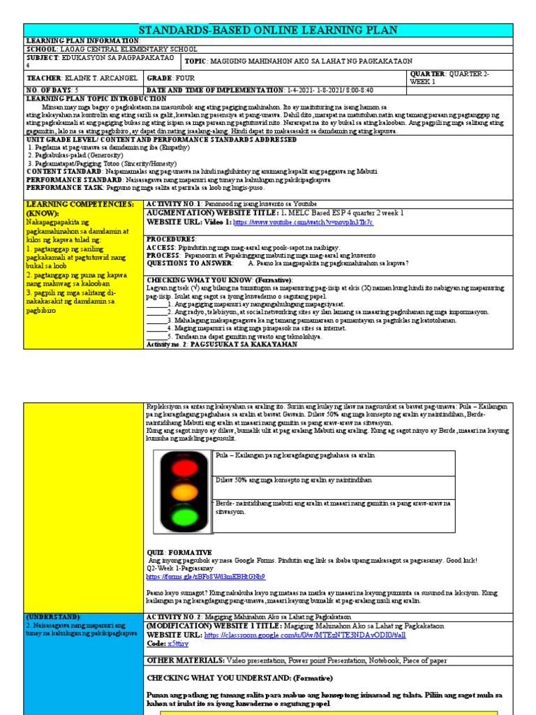Lesson-Exemplar in ESP 4-Week 1-Q2 | PDF