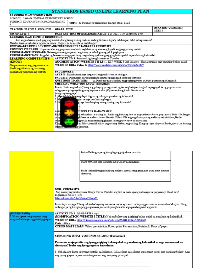 Lesson-Exemplar in ESP 4-Week 5-Q2 | PDF