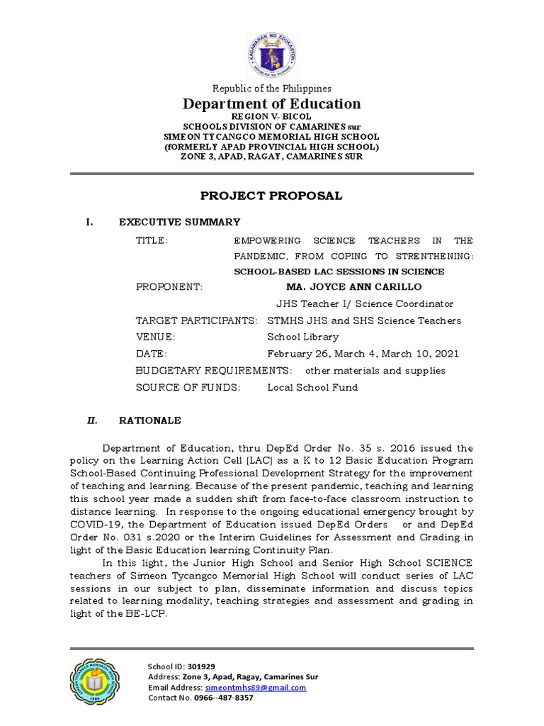 Science Slac Proposal | PDF | Learning | Communication