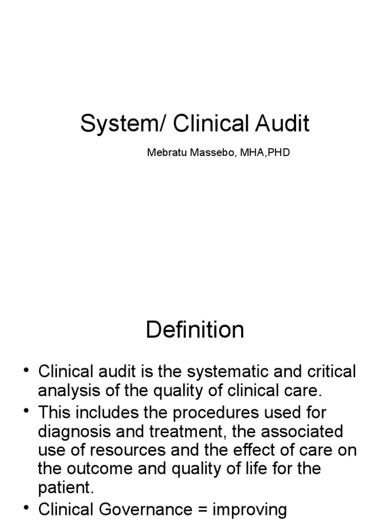 Clinical Audit For HCQ MASTERS Class | PDF | Audit | Medicine