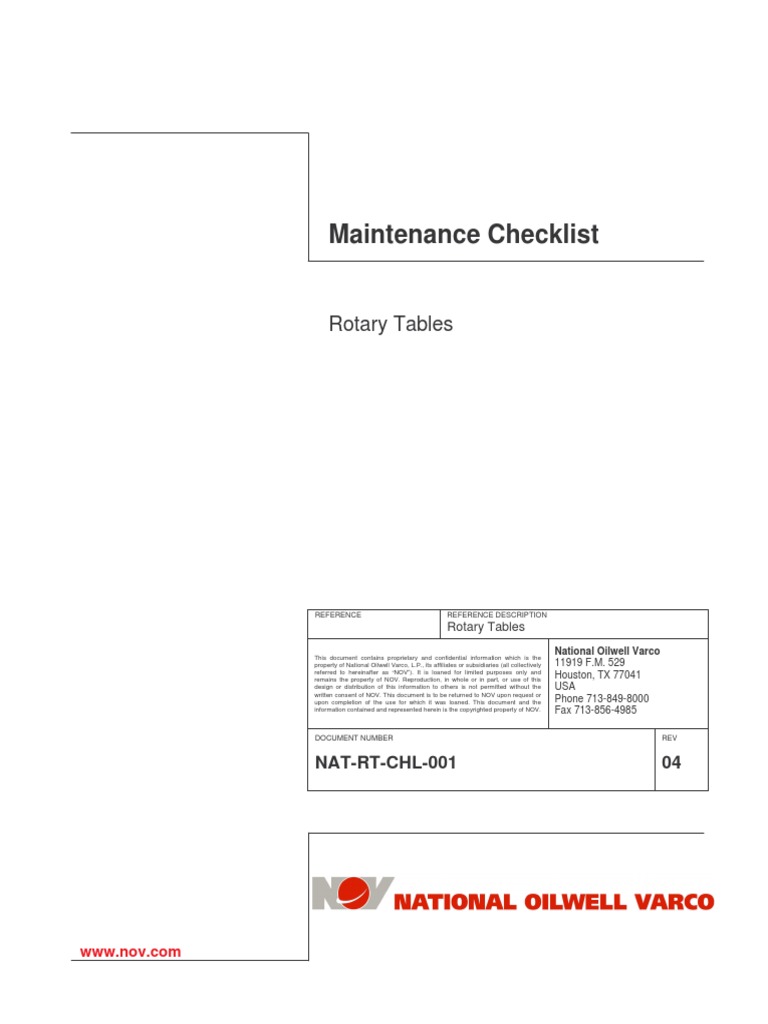 Rotary Checklist Rev4 | PDF | Mechanical Engineering