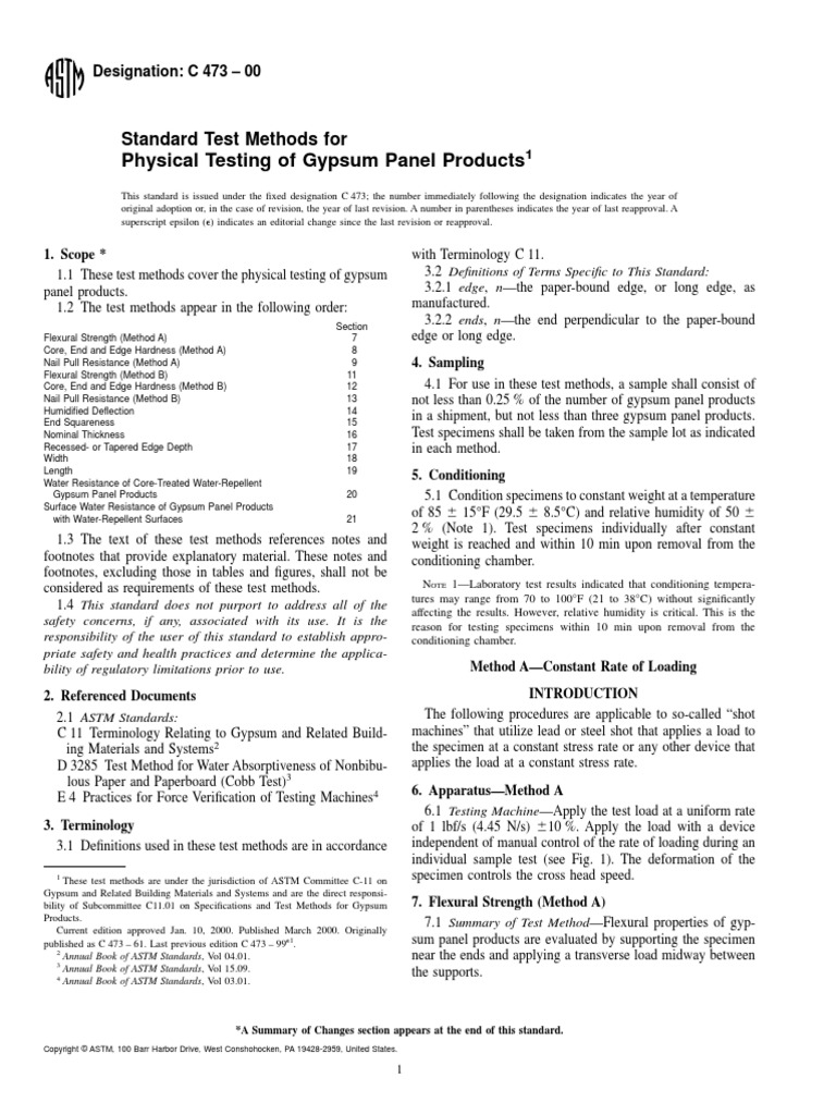 ASTM C 473 Code | PDF | Strength Of Materials | Machines