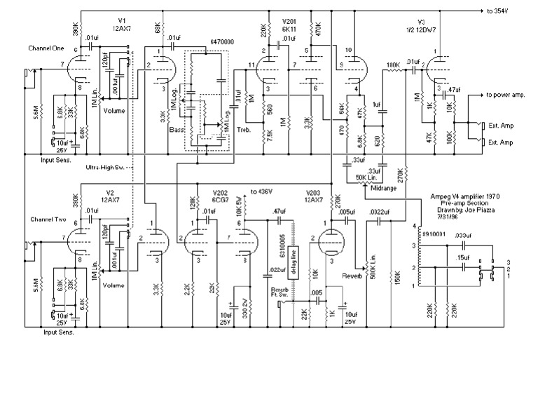 Ampeg V4 Preamp Amp Schematic | PDF