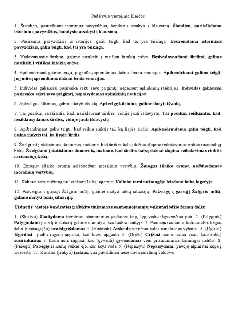 Padalyvio Vartojimo Klaidos | PDF