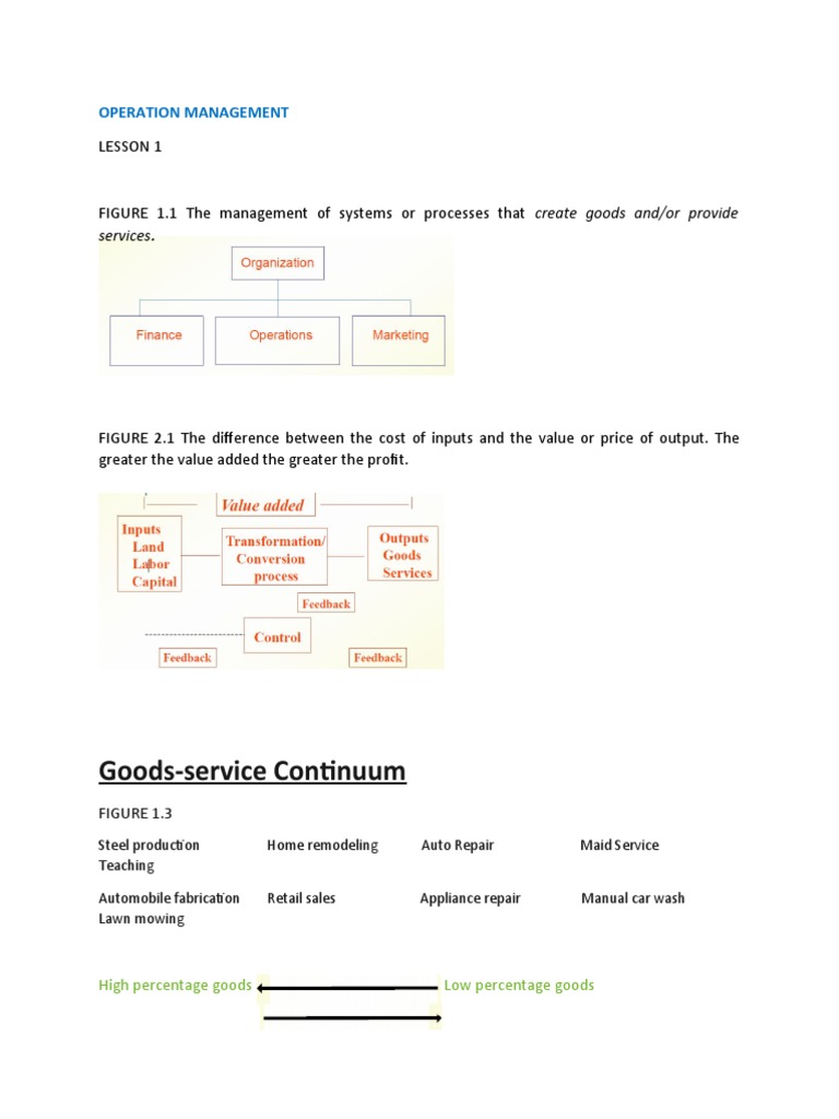 Goods-Service Continuum: Operation Management | PDF | Operations ...