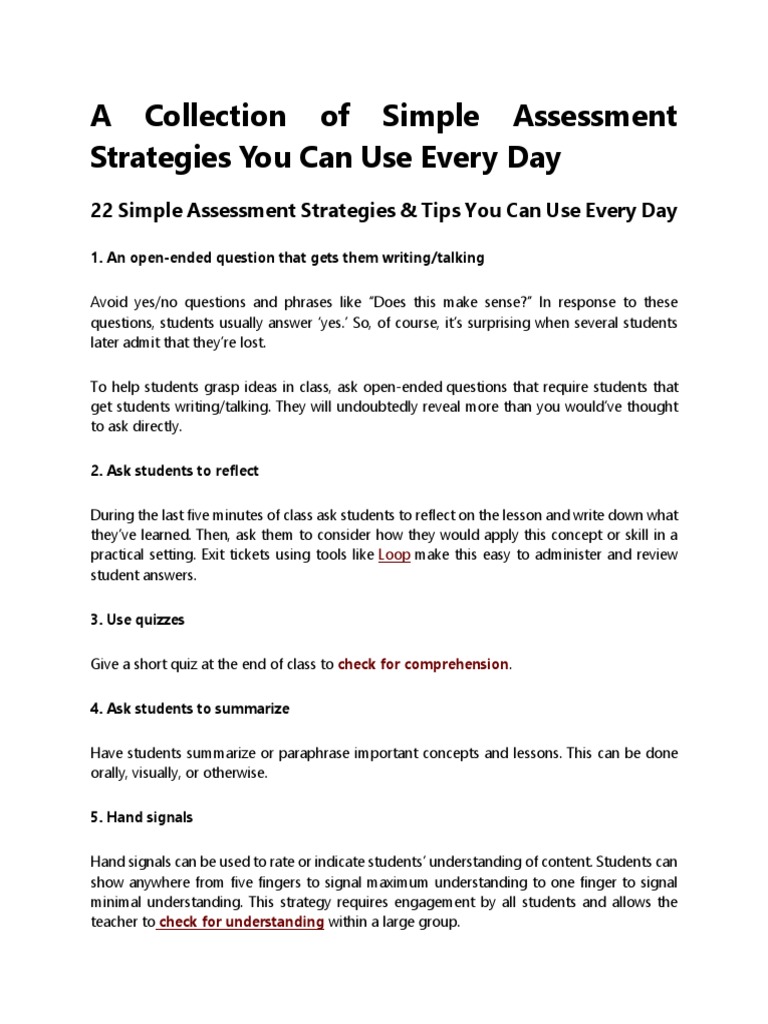 Research-Based Assessment Strategies | PDF | Educational Assessment ...